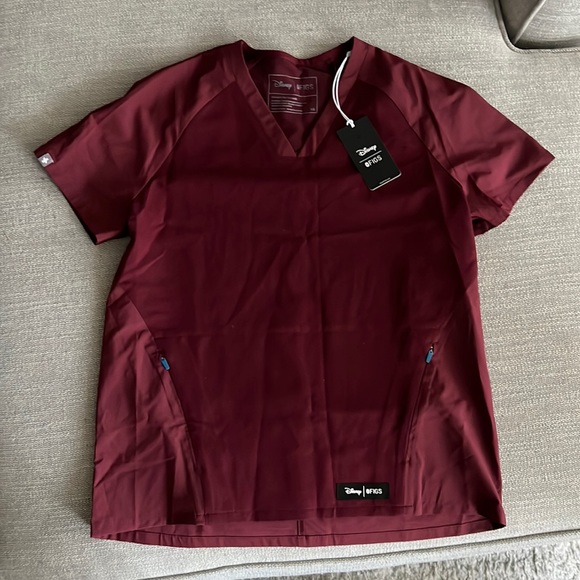 Figs | Tops | Figs X Disney Scrub Top Xs In Burgundy | Poshmark
